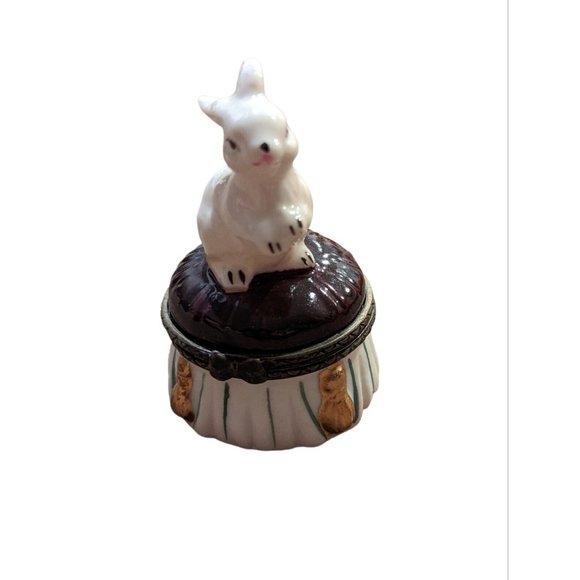 Unbranded | Accents | Porcelain Hinged Bunny Trinket Box Hand Painted ...